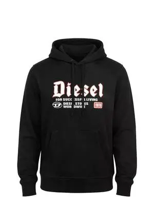 DIESEL® Logo-print Drawstring Hoodie - Black