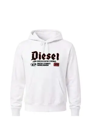 DIESEL® Flocked Logo Hoodie - White