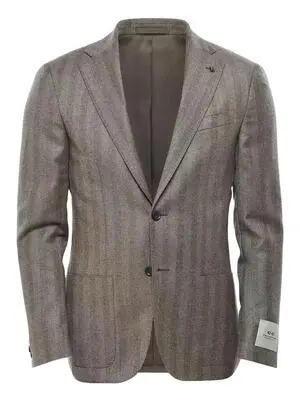 Corneliani Herringbone Single-breasted Blazer - Grey