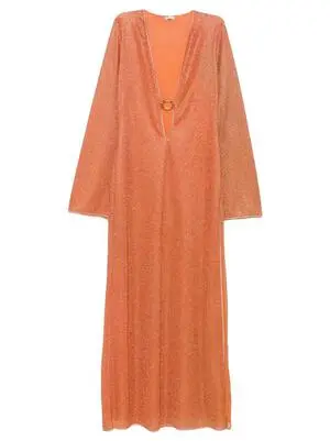 Oseree Lurex Detail Cut-out Maxi Dress - Orange