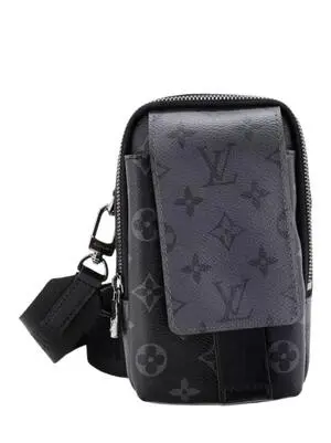LOUIS VUITTON Double Phone Pouch Nm Reverse Monogram Eclipse Canvas Crossbody Bag - Black