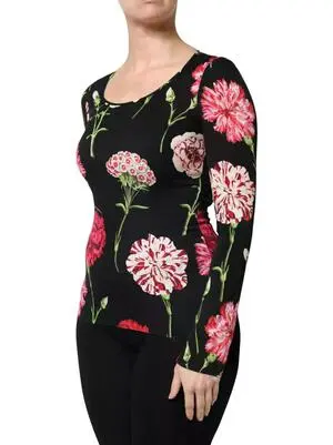 Dolce & Gabbana Floral Print Long Sleeve Blouse - Black