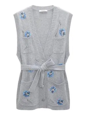 Dorothee Schumacher Gilet With Floral Embroidery - Grey