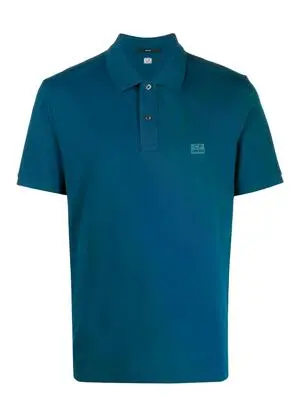 C.P. COMPANY Logo-patch Cotton Polo Shirt - Blue