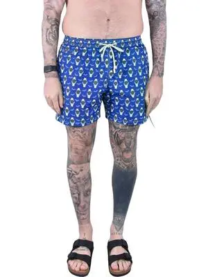 MC2 SAINT BARTH Lighting Micro Watch-print Swim Shorts - Blue