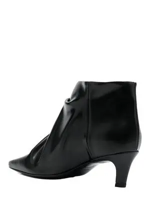 TOTEME Leather Ankle Boots - Black