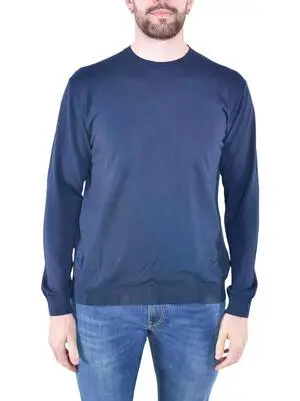 BLAUER. Cotton Crew Neck Sweater - Blue