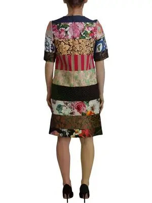 DOLCE & GABBANA Dolce & Gabbana Patchwork Jacquard Floral Print Dress