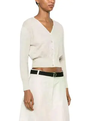Miu Miu Lace-trim Cropped Cardigan - Neutrals
