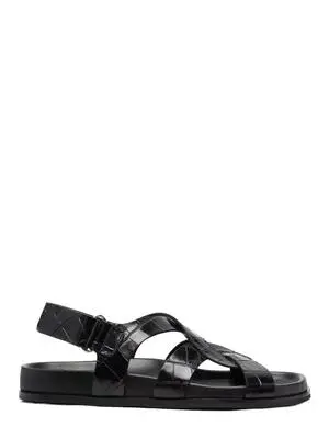 TOTEME Crocodile-embossed Leather Slingback Sandals - Black