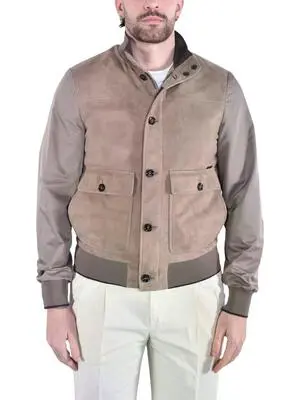 MOORER Suede Bomber Jacket - Grey