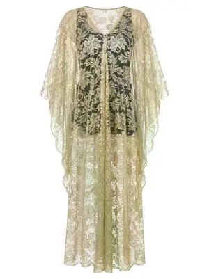 Dolce & Gabbana Floral Lace Crystal-embellished Maxi Dress - Gold