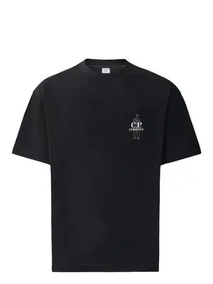 C.P. COMPANY Logo-embroidered T-shirt - Black