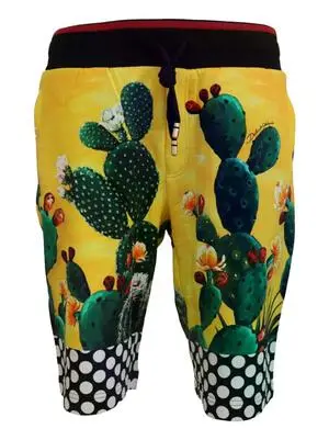 Dolce & Gabbana Cactus Print Polka Dot Shorts - Yellow