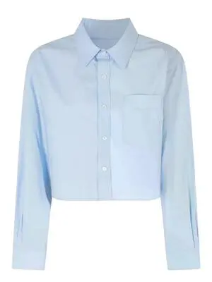 Alexander Wang Cropped Embroidered Logo Shirt - Blue