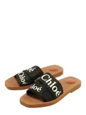 Chloé Woody Logo Slides - Black
