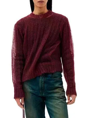 ANN DEMEULEMEESTER Open-knit Sweater - Red