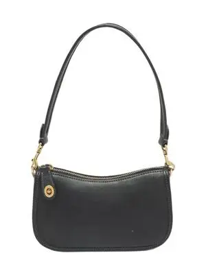 COACH VINTAGE Leather Swinger Shoulder Bag With Gold-tone Hardware - Black