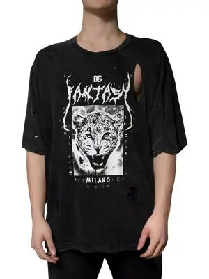 Dolce & Gabbana Stud-embellished Distressed T-shirt - Black
