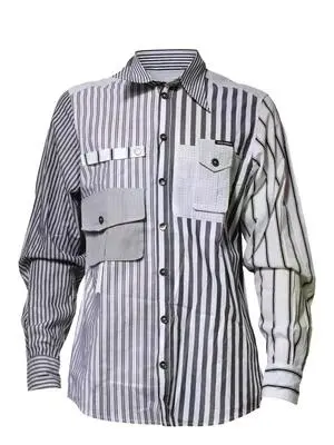 Dolce & Gabbana Patchwork Striped Shirt - Black