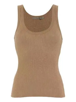 Enza Costa Ribbed Scoop Neck Tank Top - Brown