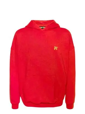 Palm Angels Dragon Monogram Cotton Hoodie - Red