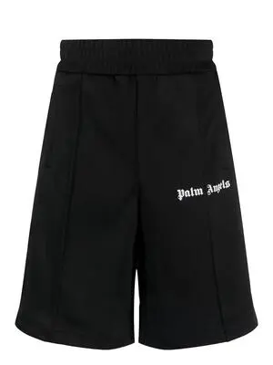 Palm Angels Logo Print Track Shorts - Black