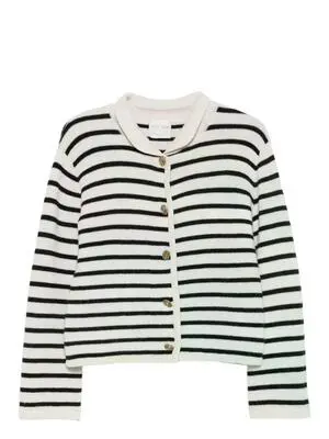 FORTE_FORTE Striped Button-up Cardigan With Shawl Lapels - Neutrals