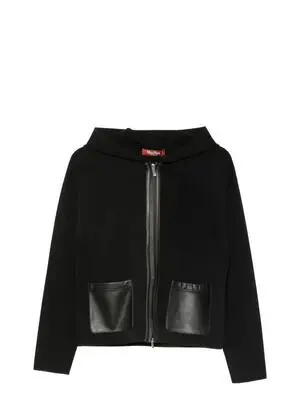 Max Mara Leather Pocket Hoodie - Black