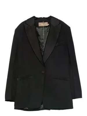 SIMONA CORSELLINI Peak Lapel Single-breasted Blazer - Black