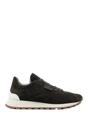Brunello Cucinelli Monili Detail Suede Sneakers - Brown