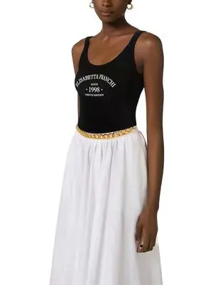 Elisabetta Franchi Logo-print Ribbed Bodysuit - Black