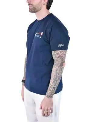 MC2 SAINT BARTH Portofino Embroidered Cotton T-shirt Blue