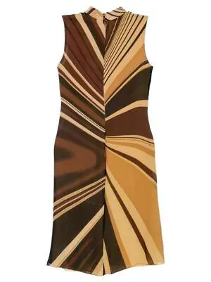 Versace Geometric Print Sleeveless High Neck Dress - Brown