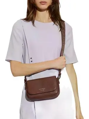 Emporio Armani Logo-print Pebbled-effect Shoulder Bag - Brown