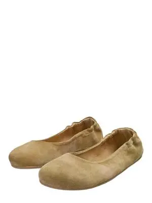 GROUNDIES Suede Ballet Flats With Elasticated Heel - Neutrals