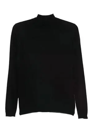 PSOPHIA High-neck Fine Knit Long-sleeve Sweater - Black