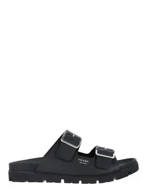 Prada Logo Buckle Fastening Sandals - Black