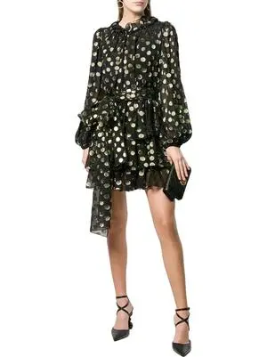 DOLCE & GABBANA Dolce & Gabbana Polka Dot Metallic Tiered Dress