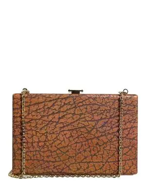 Dolce & Gabbana Textured Leather Clutch Bag With Chain Strap - Brown