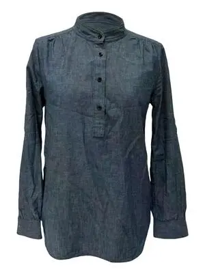 A.p.c. Officer Collar Gathered Blouse - Blue