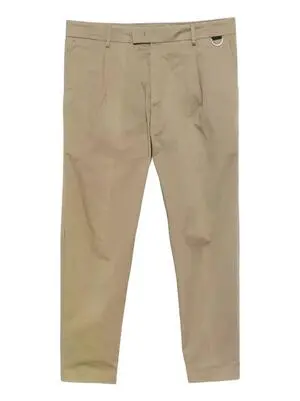 LOW BRAND D-ring Detail Pleated Trousers - Neutrals