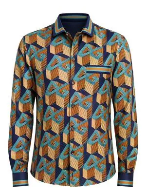 Dolce & Gabbana Multicolor Dg Logo Silk Shirt - Blue