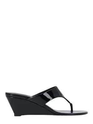 Prada Patent Wedge Sandals - Black