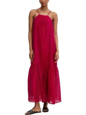 Liu Jo Pleated Ruffled Maxi Dress - Red