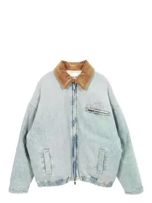 Miu Miu Corduroy Collar Denim Jacket - Blue