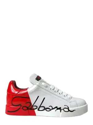 Dolce & Gabbana Logo Print Lace Up Sneakers - White