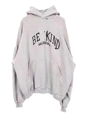 Balenciaga Distressed Slogan Hoodie - Grey