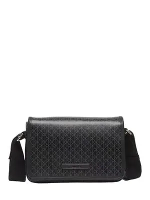 Calvin Klein Monogram Print Foldover Crossbody Bag - Black