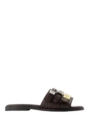 GANNI Sue Triple Buckle-strap Mules - Brown
